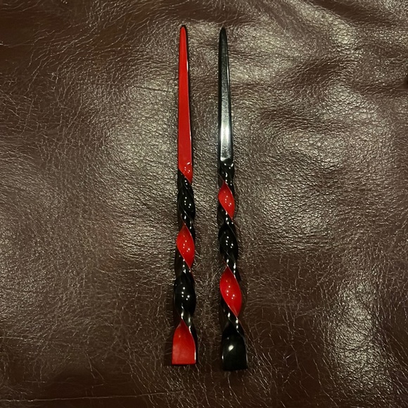 Accessories | Stunning Red And Black Twisted Lacquer Chinese Hair Bun ...